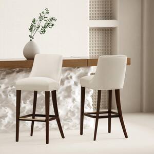 Manhattan Comfort Beever Modern 32.7 in. Cream Wood Frame Bar Stool ...