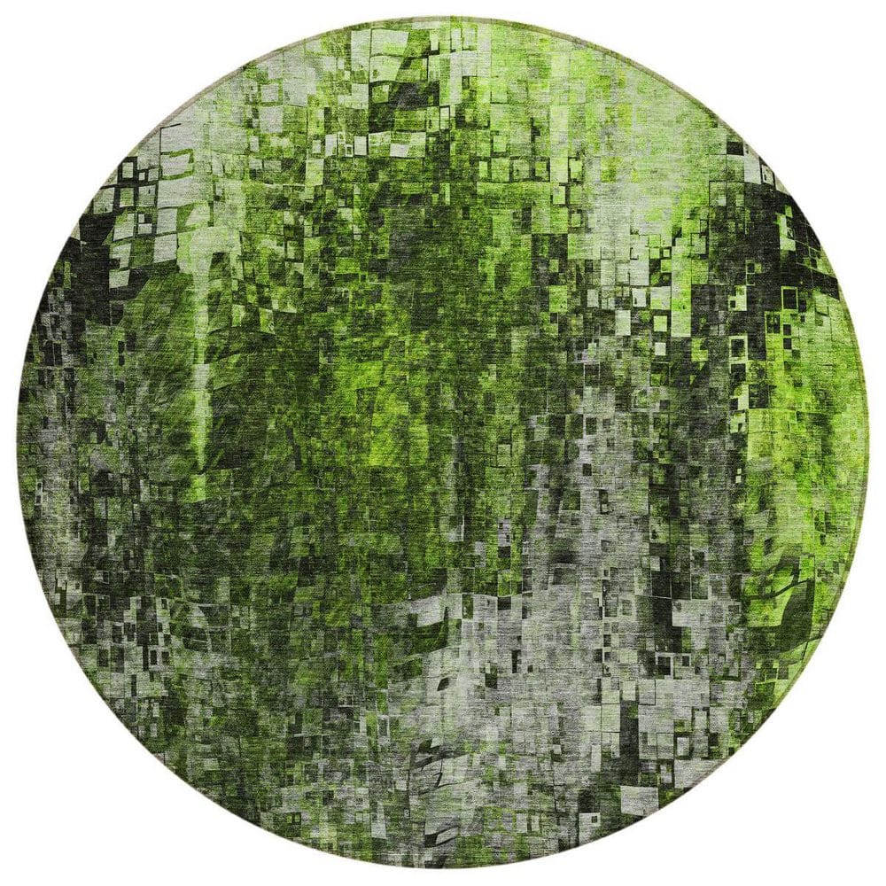 HomeRoots Green, Lime Green 8 ft. Round Woven Abstract Polyester Round ...