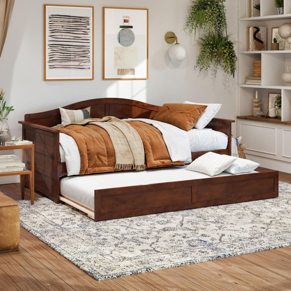 AFI Acadia Walnut Twin Solid Wood Daybed with Twin Trundle AG121624 ...