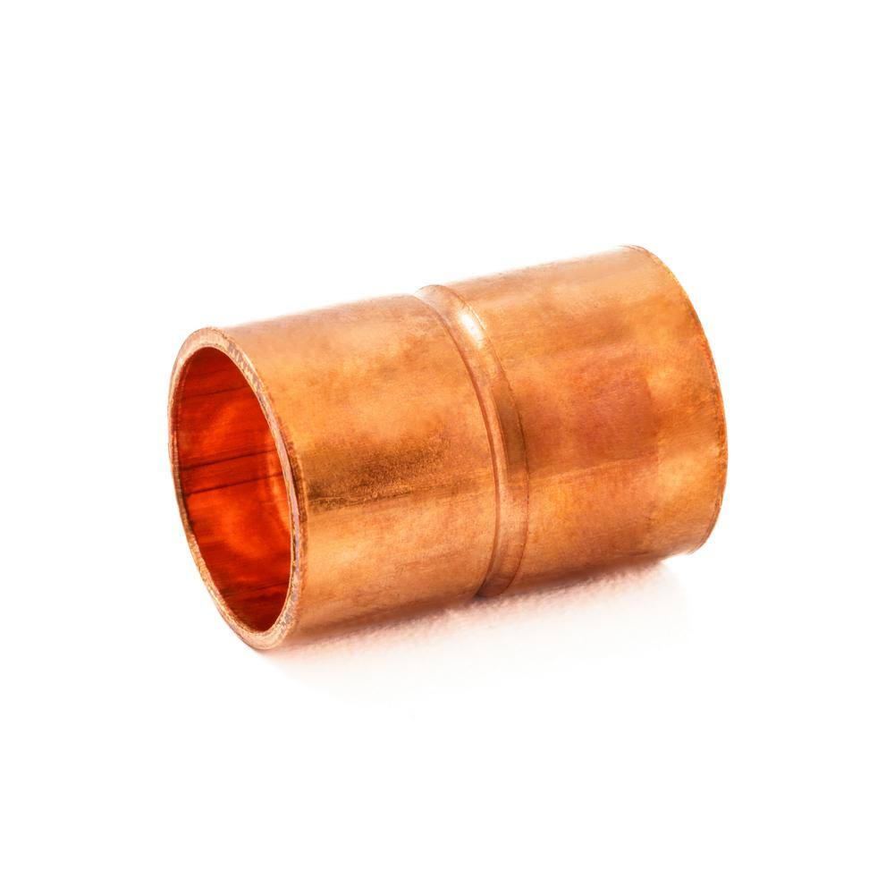 Everbilt 3/8 in. Copper Pressure Cup x Cup Coupling with Stop Fitting W ...