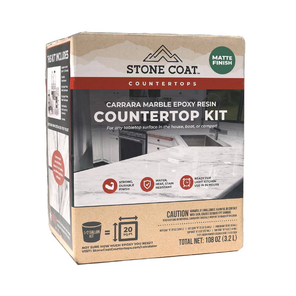 64 oz. Carrara Marble Matte Finish Countertop Kit; Table top Epoxy for ...