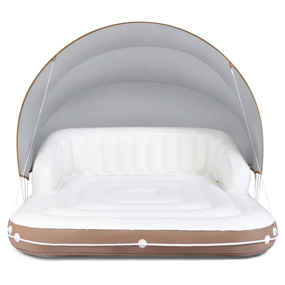 Costway White PVC Inflatable Pool Float Lounge Swimming Raft Beach ...