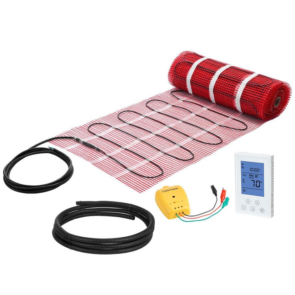 VEVOR Self-Adhesive Electric Floor Heating Mat System, 48.75 ft. x 19. ...