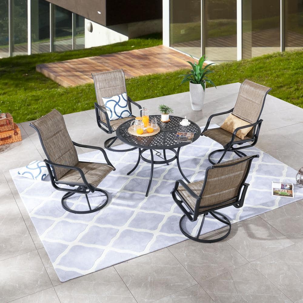 Patio Festival 5-Piece Metal Round Outdoor Dining Set PF19105X2-220-G ...