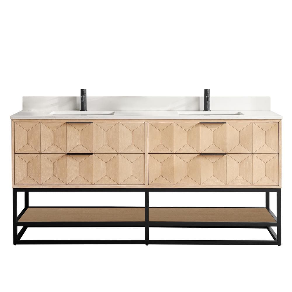 ROSWELL Milagro 72 in. W x 22 in. D x 33.8 in. H Double Sink Bath ...