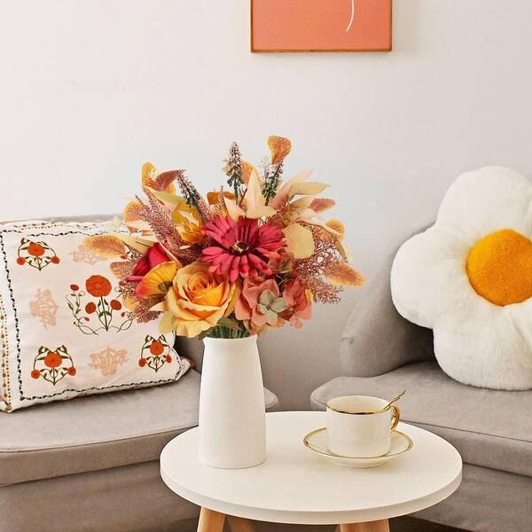 17.7 in. H Multicolor Artificial Fall Flowers Bouquet for Decor, Fake ...