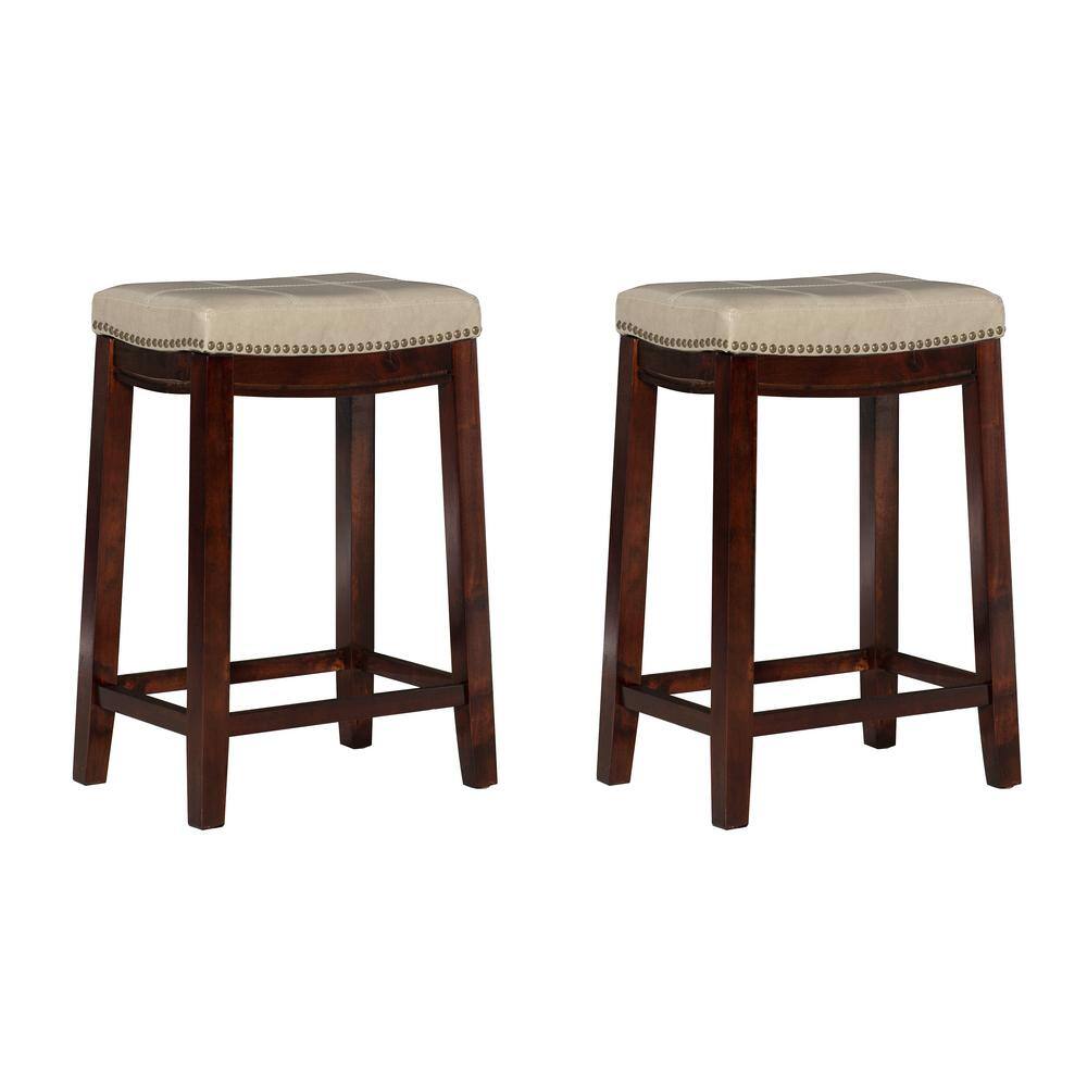 Linon Home Decor Concord 26.5 in. Brown Backless Wood Counter Stool ...