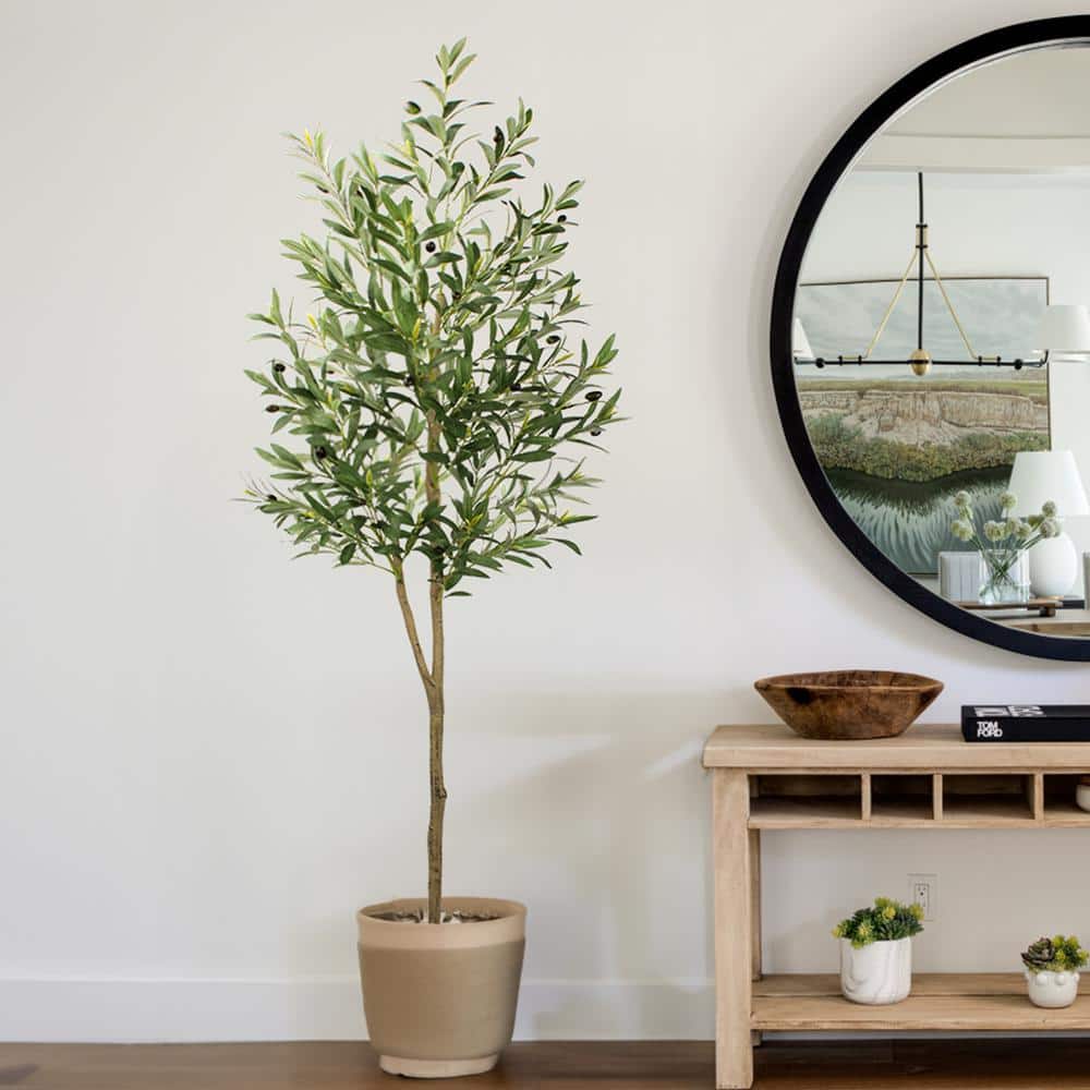 70 .86 in. Green Artificial Olive Tree in Black Plastic Pot SX-T11 ...