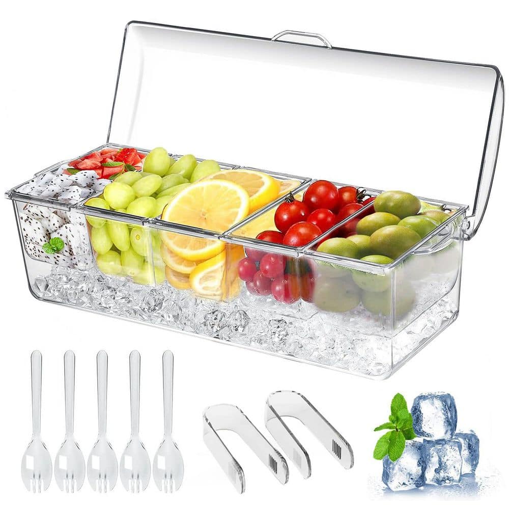 Wudkey 20 oz. Chilled Plastic Condiment Containers Server with Lids for ...