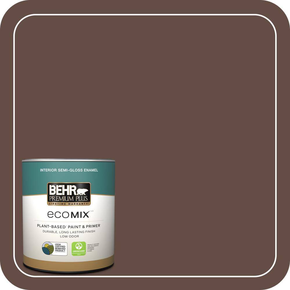 BEHR PREMIUM PLUS 1 qt. #PPU3-20 Cinnabark Semi-Gloss Enamel EcoMix ...