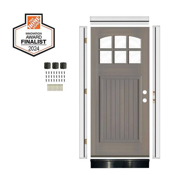 Krosswood Doors DIY 36 in. x 80 in. Left-Hand 6-Lite Arch Clear Glass ...