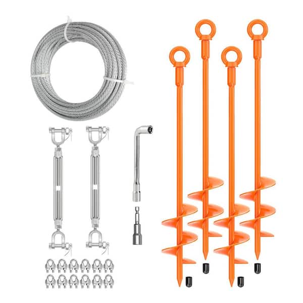 MOEPISY 30" Ground Anchors Shed Anchors Kit with 3/16" 75FT Galvanized ...