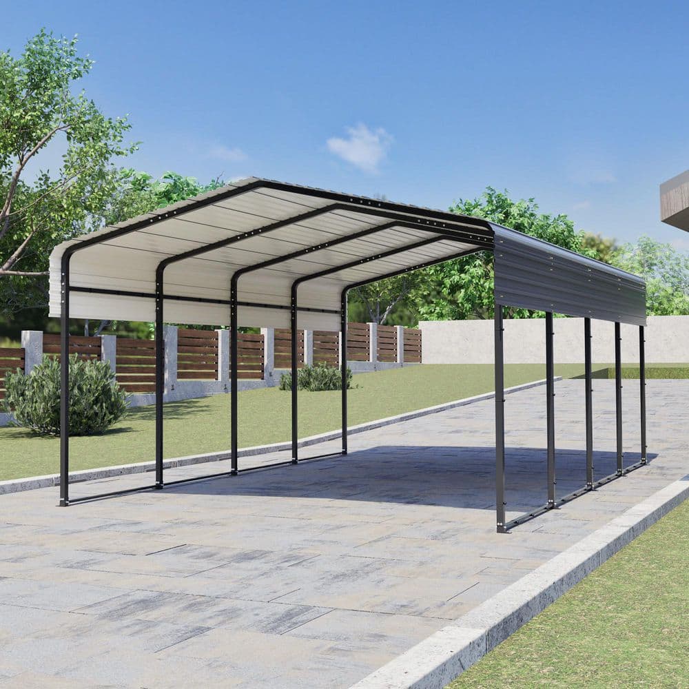 Thanaddo 13 ft. W x 20 ft. D x 9 ft. H Galvanized Steel Carport Car ...