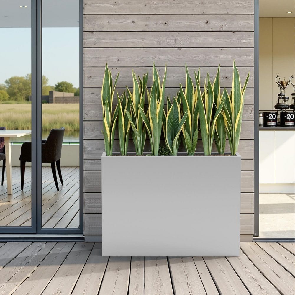 Reviews for Dovelina Tall 29 in. H Rectangular Gray Metal Planter Pots ...