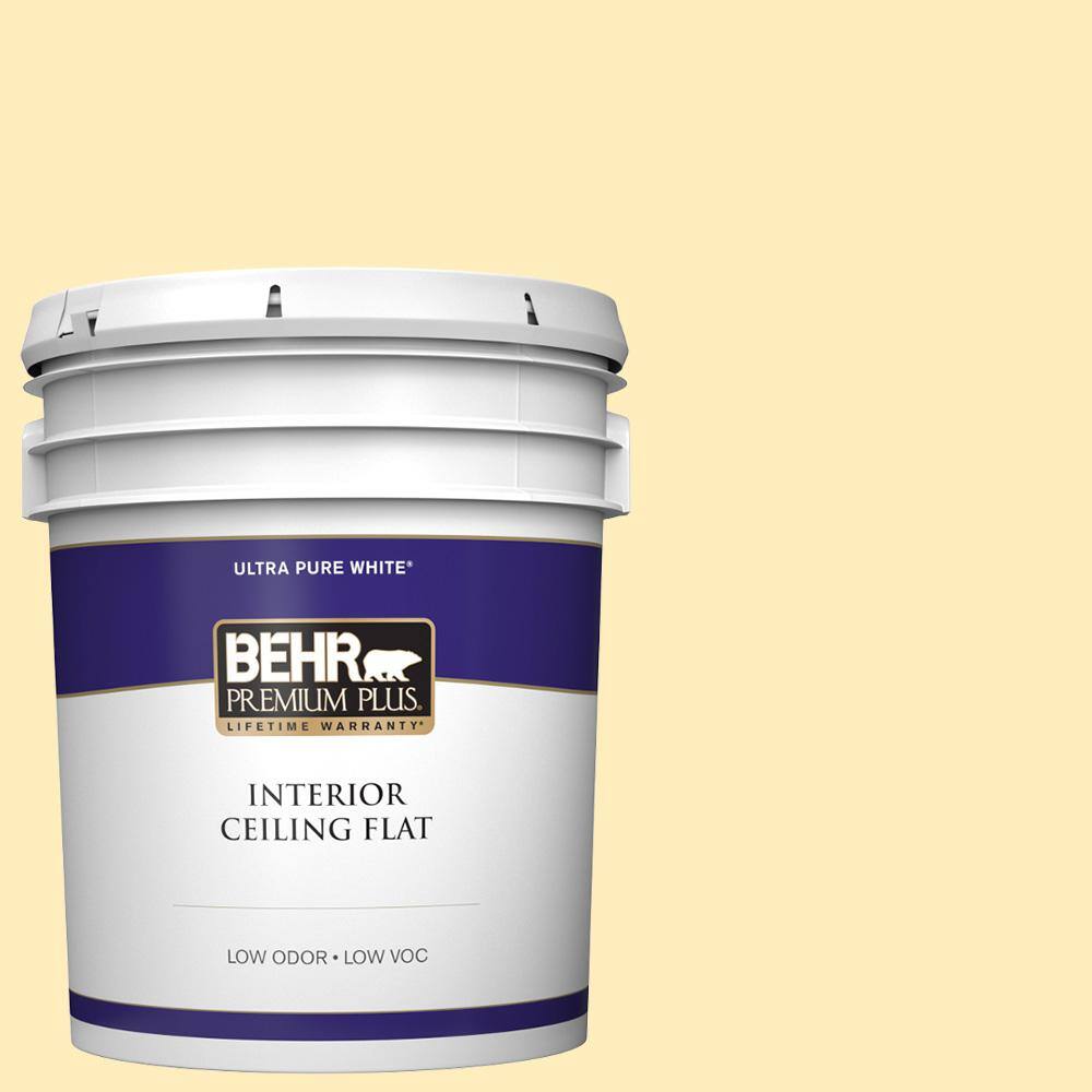 BEHR PREMIUM PLUS 5 gal. #P290-1 Soft Buttercup Ceiling Flat Interior ...