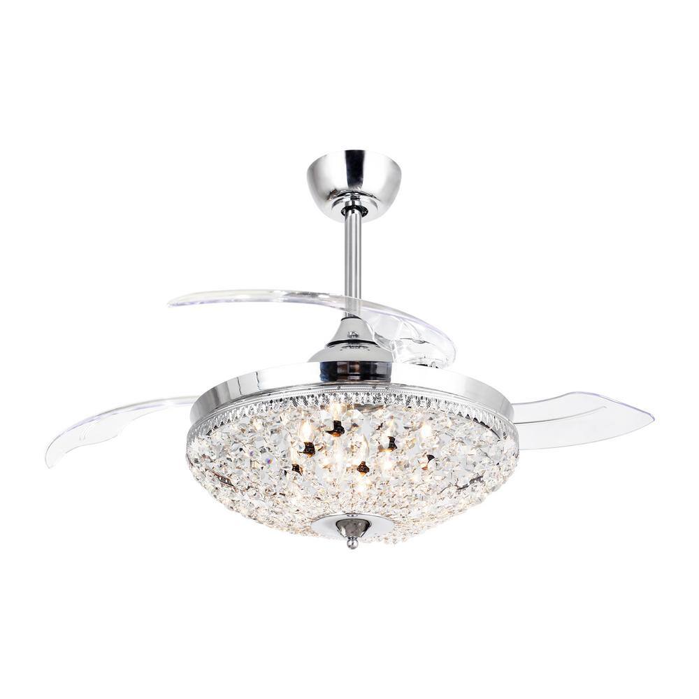 matrix decor 42 in. Chrome Retractable Ceiling Fan with Light Kit and ...