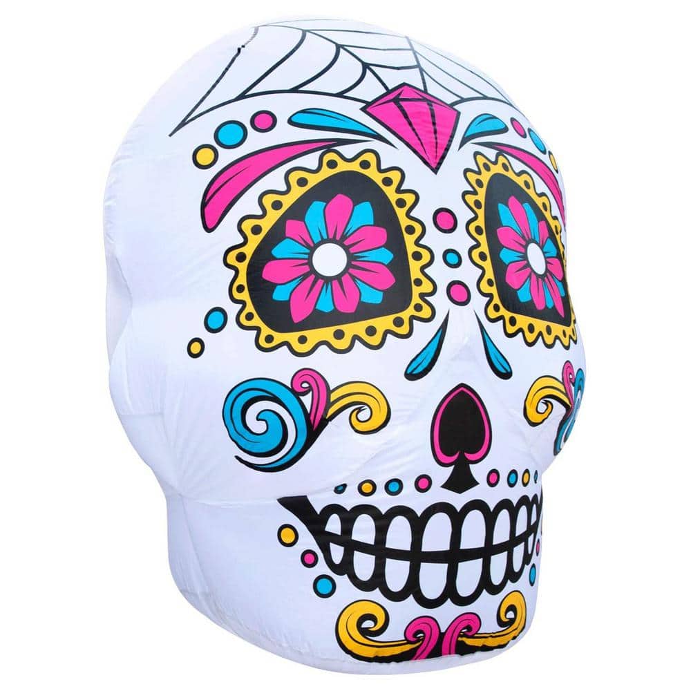 Holidayana 4 ft. Tall Air Blown Halloween Inflatable Skull Yard ...