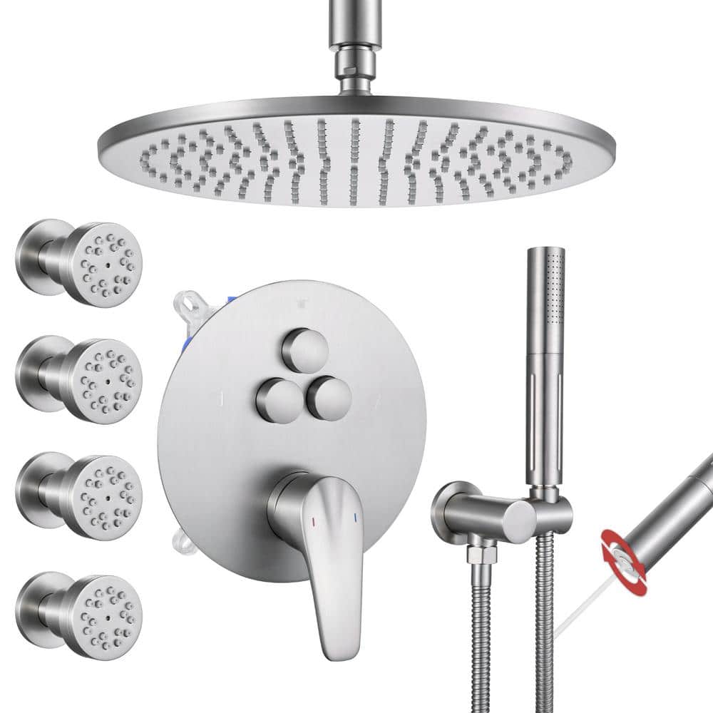 Vanfoxle Luxury Rainfall Single Handle 2-Spray Shower Faucet 1.8 GPM ...