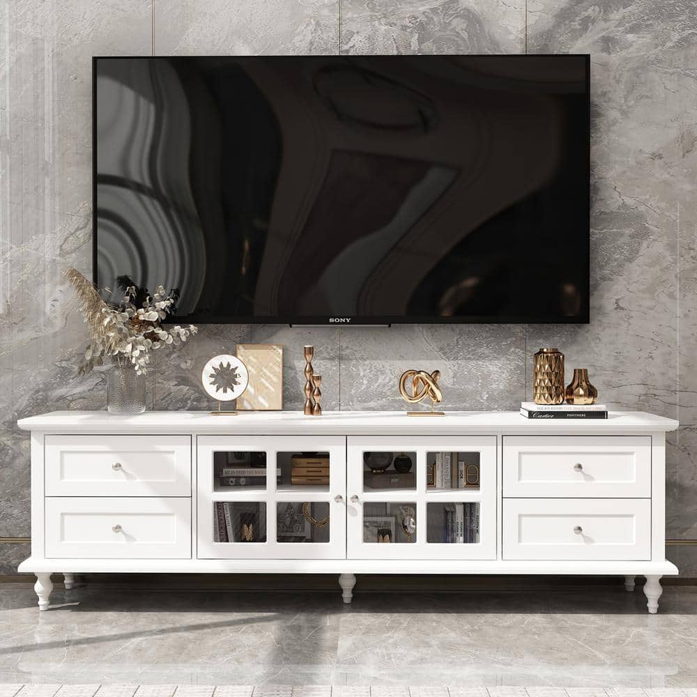FUFU&GAGA Modern White Wood TV Console Media Console Entertainment ...