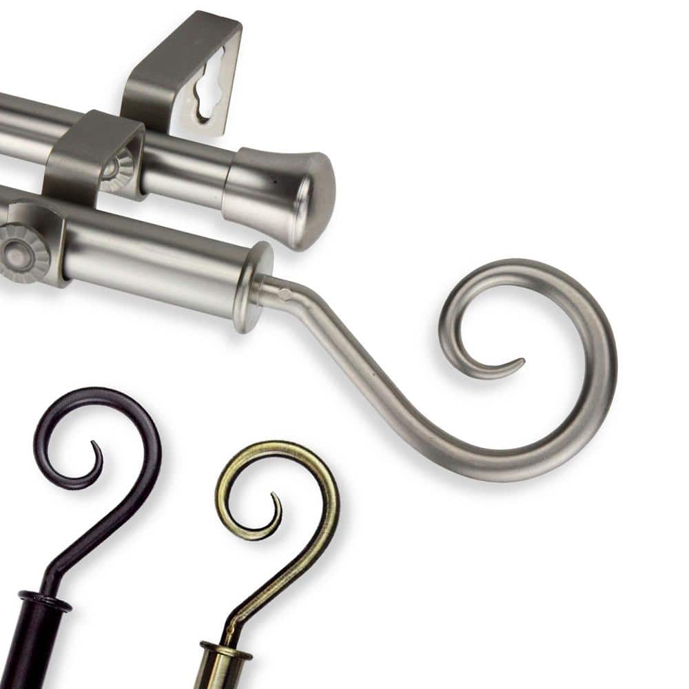 Rod Desyne 48 in. - 84 in. Telescoping Double Curtain Rod in Satin ...