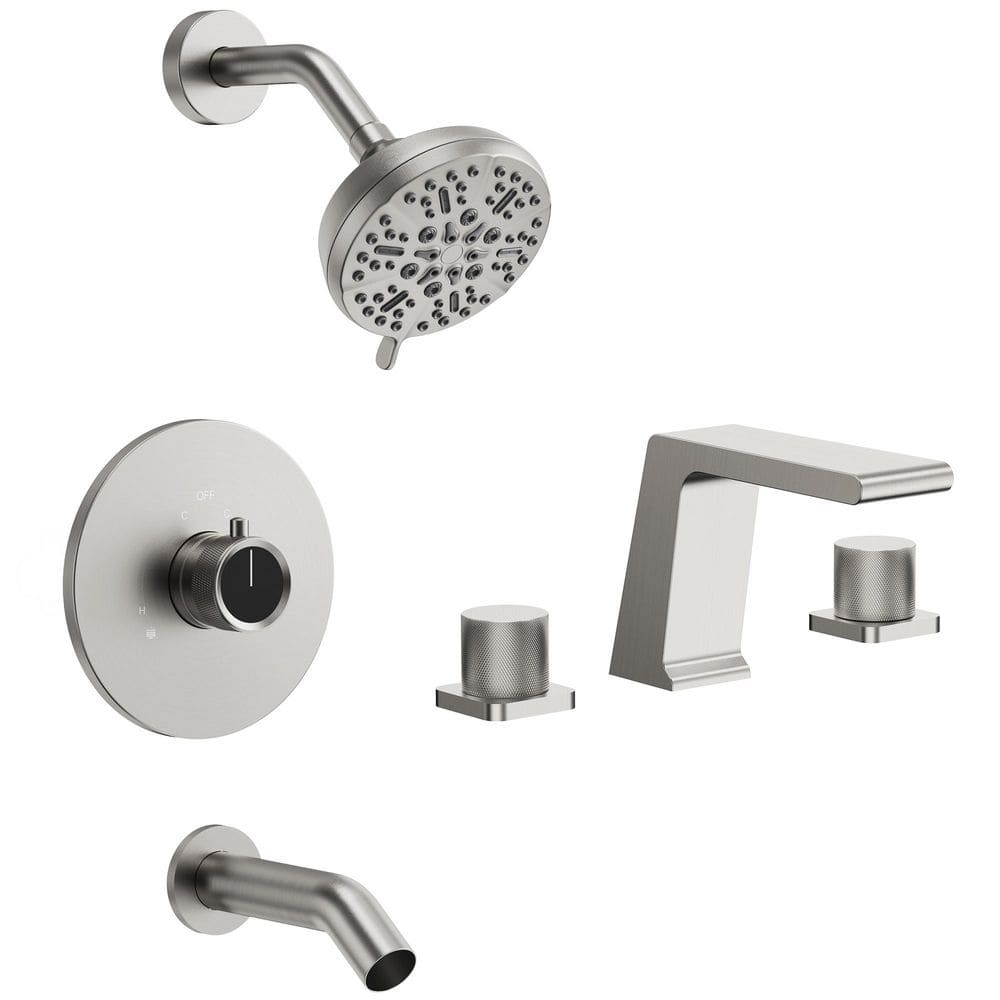 EVERSTEIN 5 in. Round 1-Handle 5-Spray Tub and Shower Faucet 2.5 GPM ...