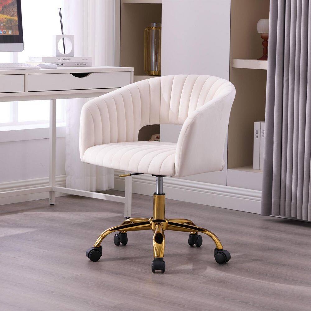 HOMEFUN Modern Cute Upholstered Velvet Swivel and Adjustable Task Chair ...