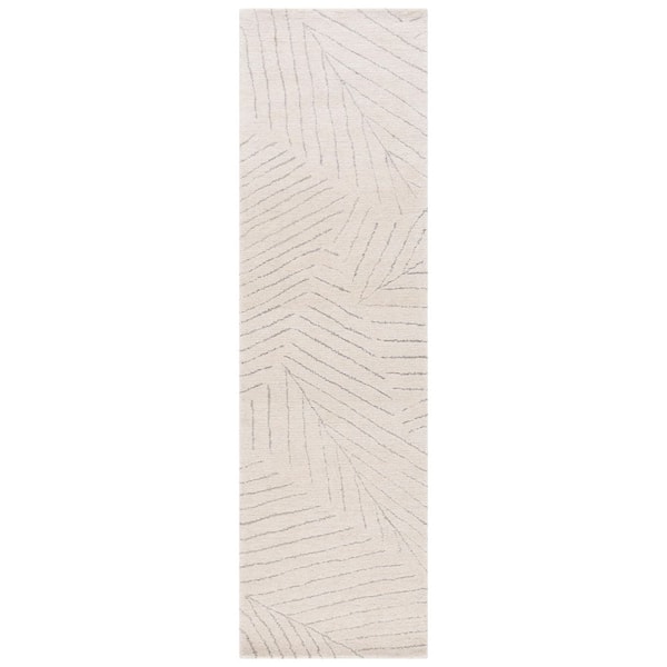 SAFAVIEH Mykonos 2 ft. x 8 ft. Ivory/Gray Geometric Branches Runner Rug ...