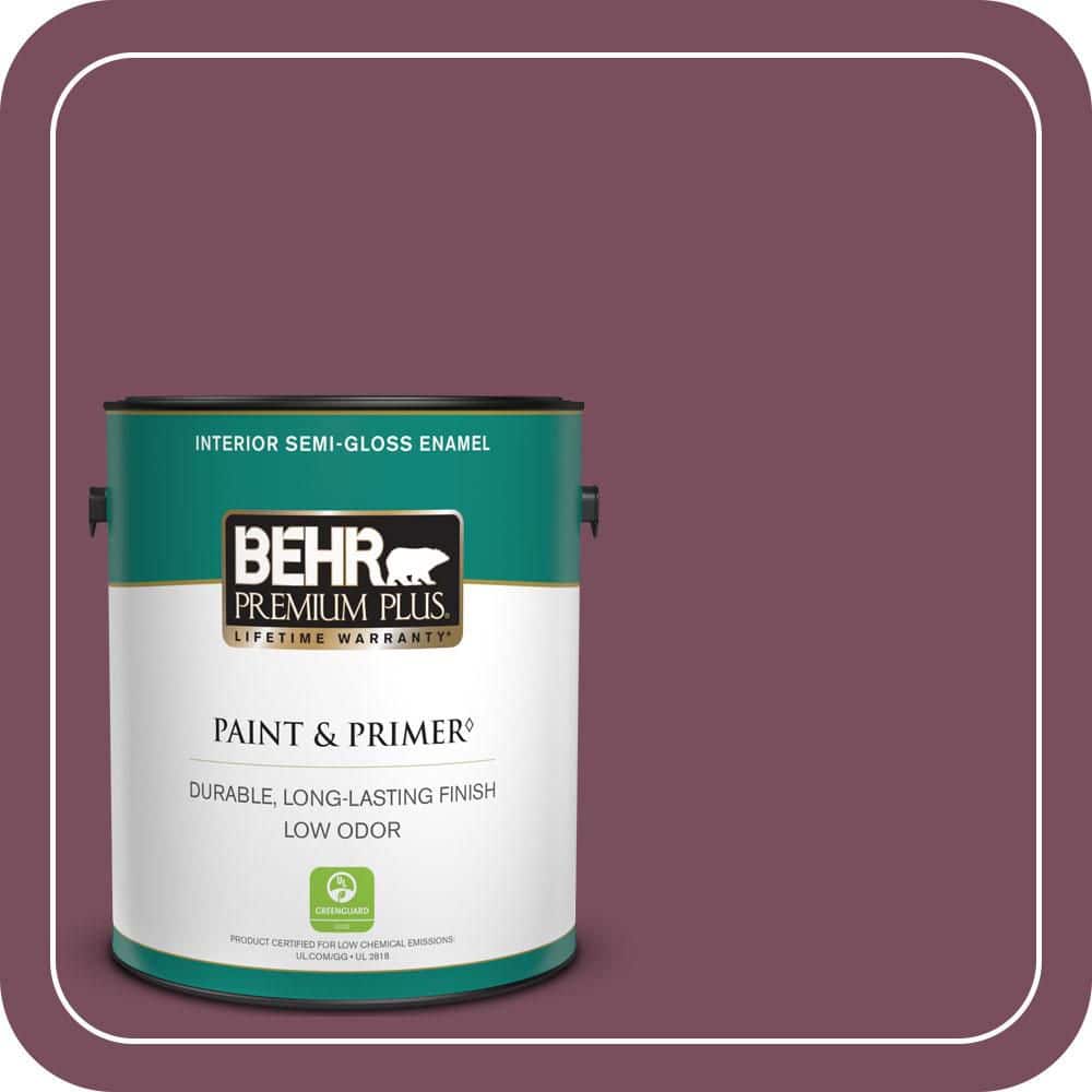 BEHR PREMIUM PLUS 1 gal. #100D-7 Maroon Semi-Gloss Enamel Low Odor ...