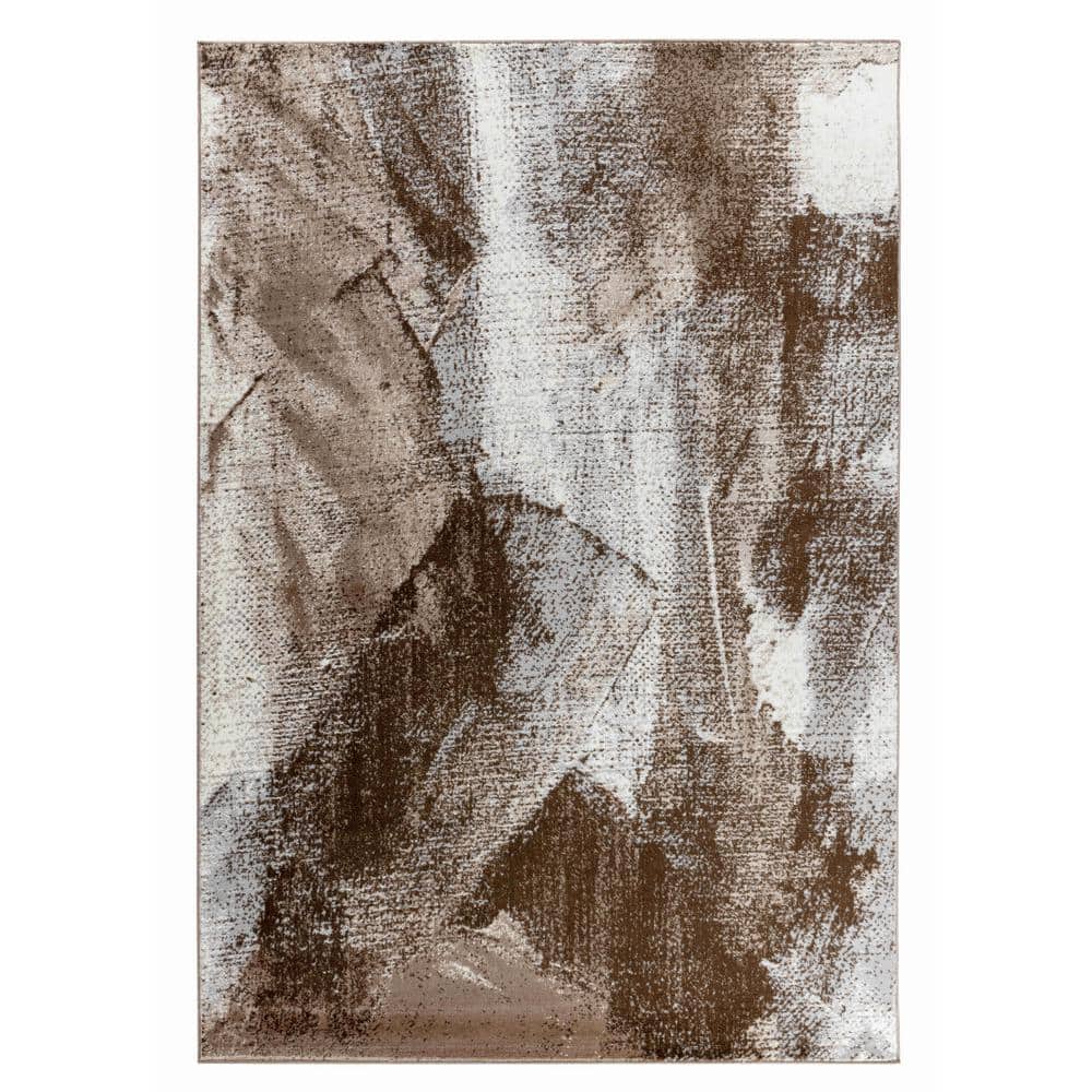 Rug Branch Sakarya Collection Brown Beige 8 ft. x 11 ft. Abstract ...