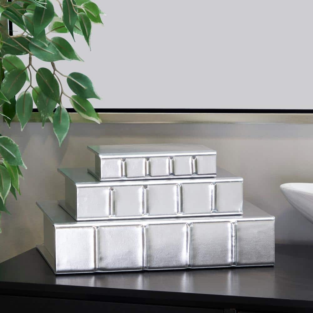 CosmoLiving by Cosmopolitan Rectangle Faux Leather Faux Book Box with ...