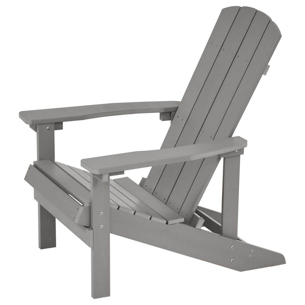 Zeus & Ruta Light Gray Plastic Patio Adirondack Chair Outdoor (Set of 1 ...