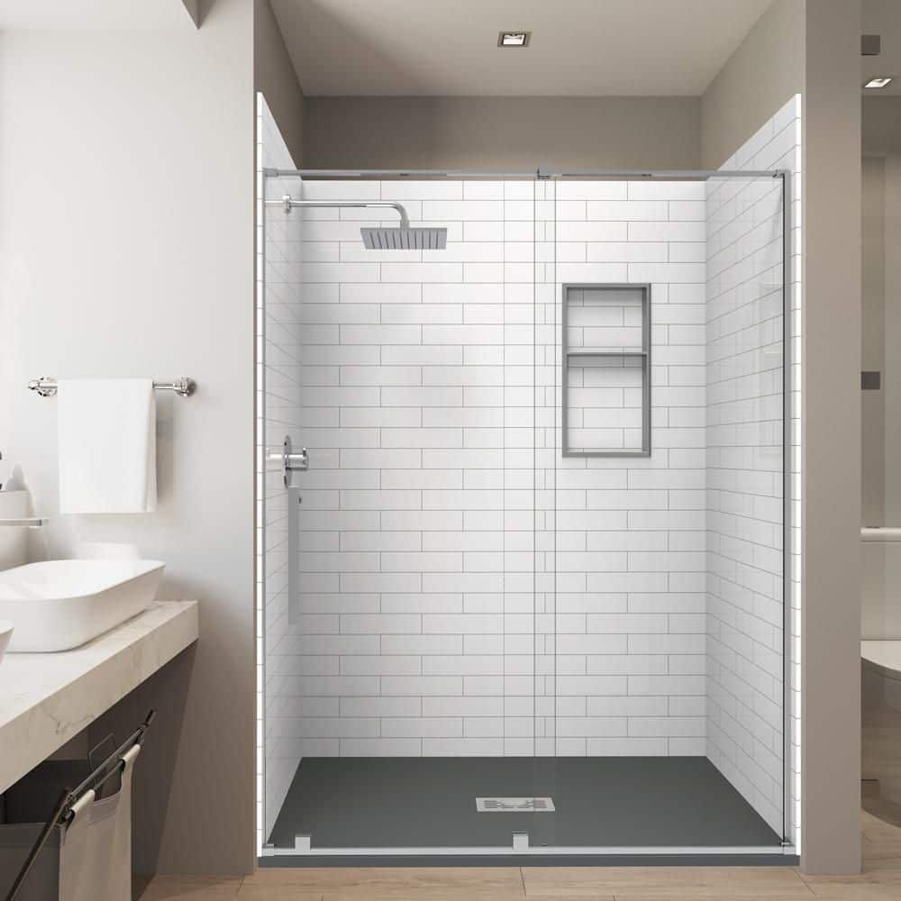 CASTICO Subway 36in. x 60in. x 84 in. Solid Composite Stone Alcove ...