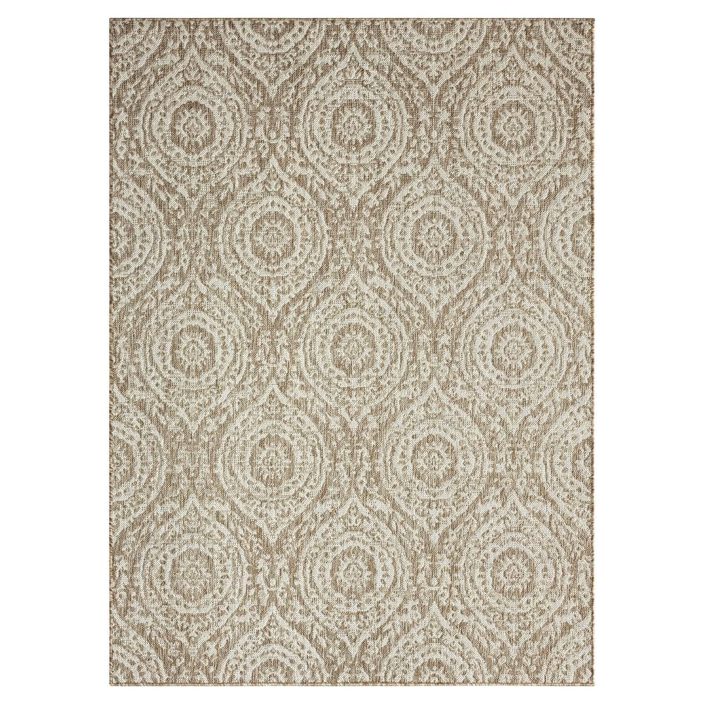 Nicole Miller Patio Country Zoe Taupe/Ivory 8 ft. x 10 ft. Moroccan ...