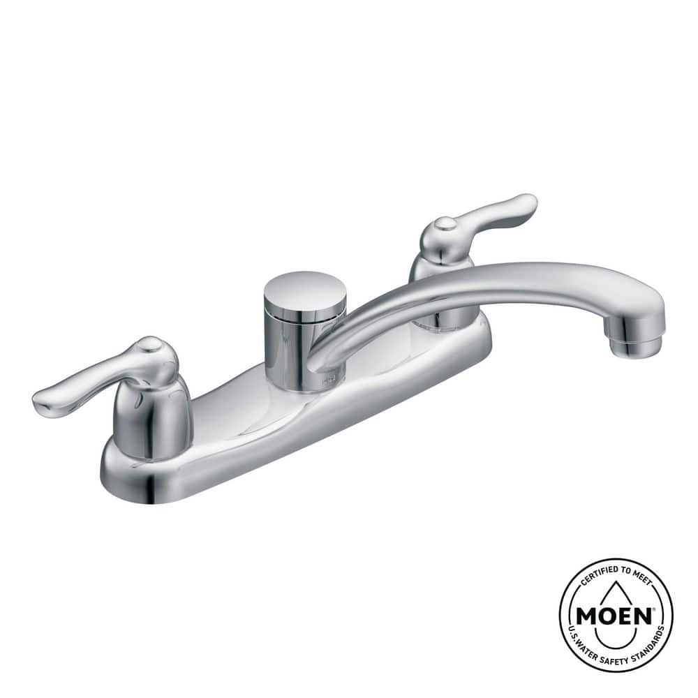 MOEN Chateau 2-Handle Low-Arc Standard Kitchen Faucet in Chrome 7906 ...