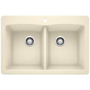 Blanco DIAMOND Dual-Mount Granite Composite 33 in. 1-Hole 50/50 Double ...