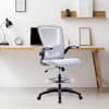 HOMESTOCK White/Black Mesh Drafting Chair Tall Office Chair for ...