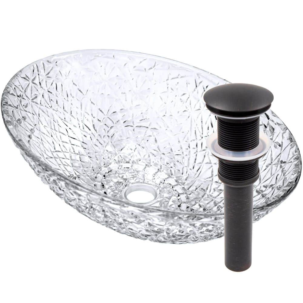 Novatto Ostrica 20 in. Vessel Bathroom Sink Diamond in Clear Crystal ...