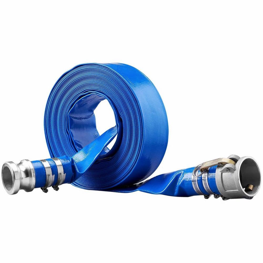 Backwash Hose 2 in. x 50' Blue PVC Pool Discharge Hose w/ Camlock C and ...
