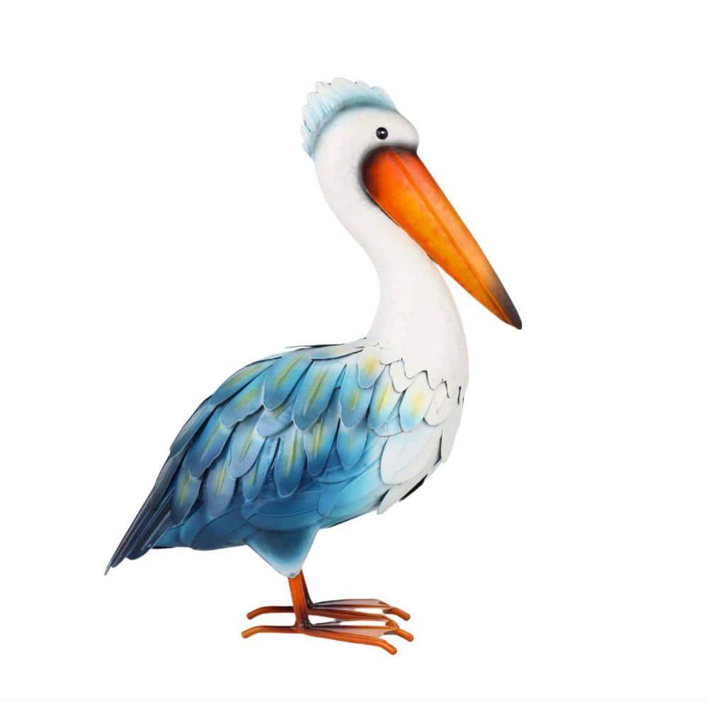 Pelican Statues Metal Blue Heron Garden Decor 0D9XFBJ8R - The Home Depot