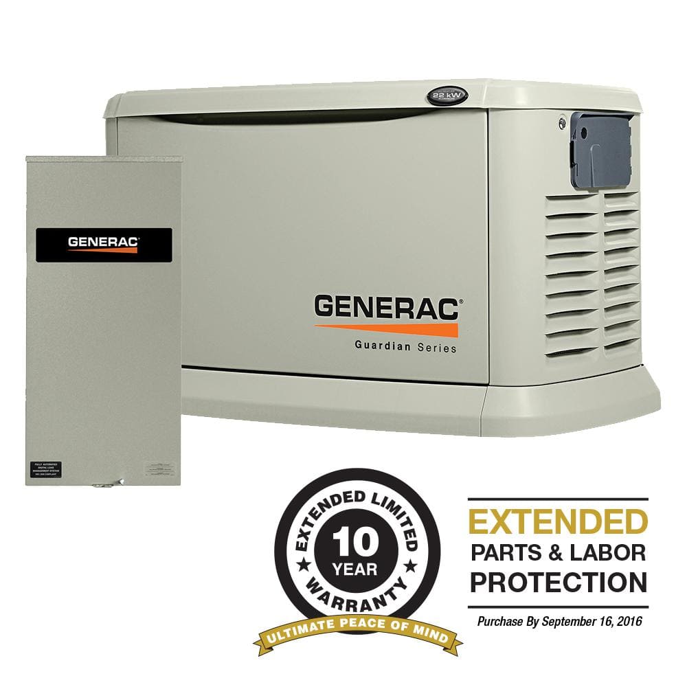 Generac 22,000-Watt Air Cooled Automatic Standby Generator with 200 Amp ...
