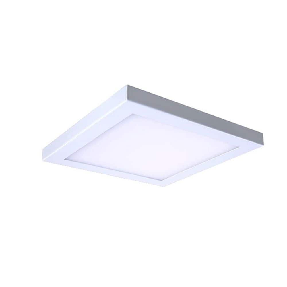 AMAX LIGHTING 10 in. 1-Light White Platter Selectable LED Flush Mount ...