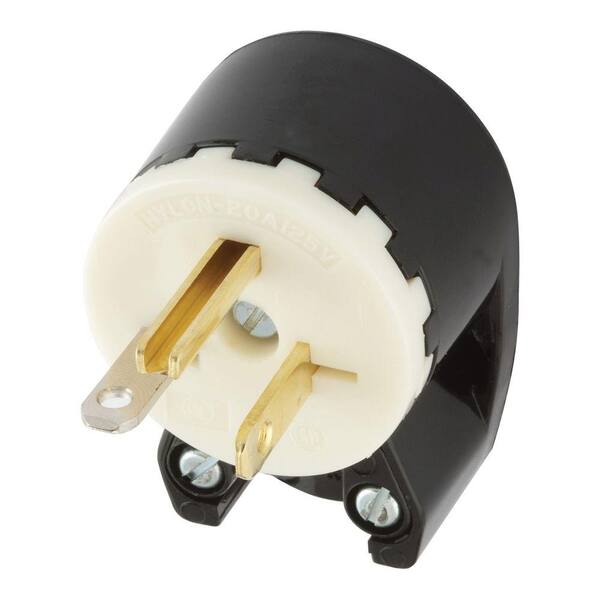 Hubbell 20 Amp 125-Volt 3-Wire Plug - Black/White 520SPAZ - The Home Depot