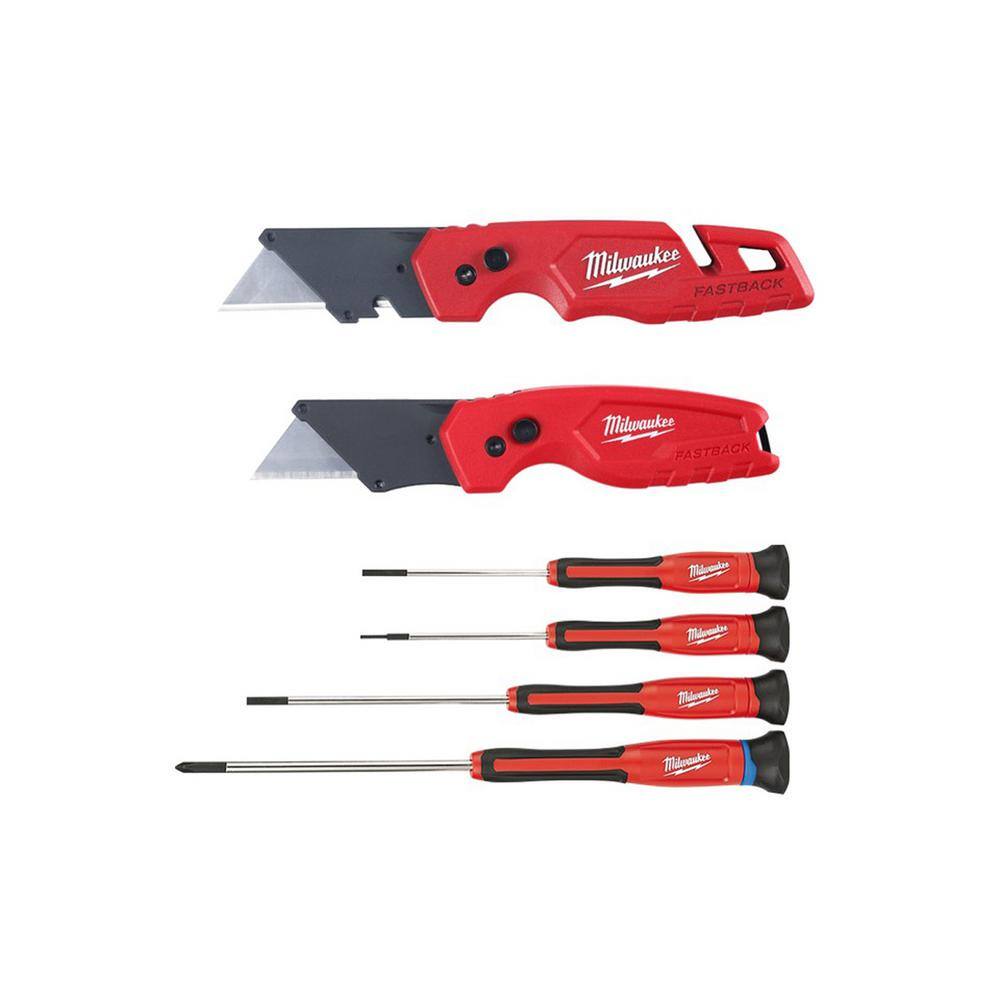 Milwaukee 4-Piece Precision Screwdriver Set and FASTBACK Folding ...