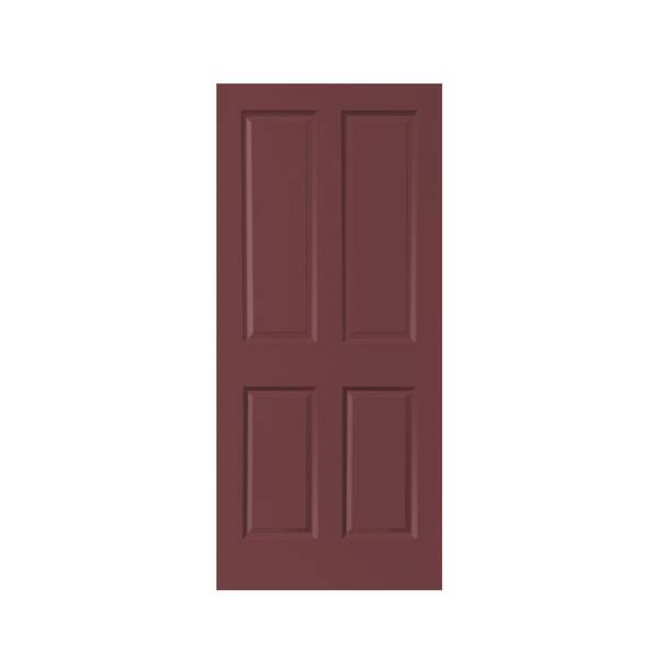 CALHOME 36 in. x 80 in. 4-Panel Maroon Stained Composite MDF Interior ...