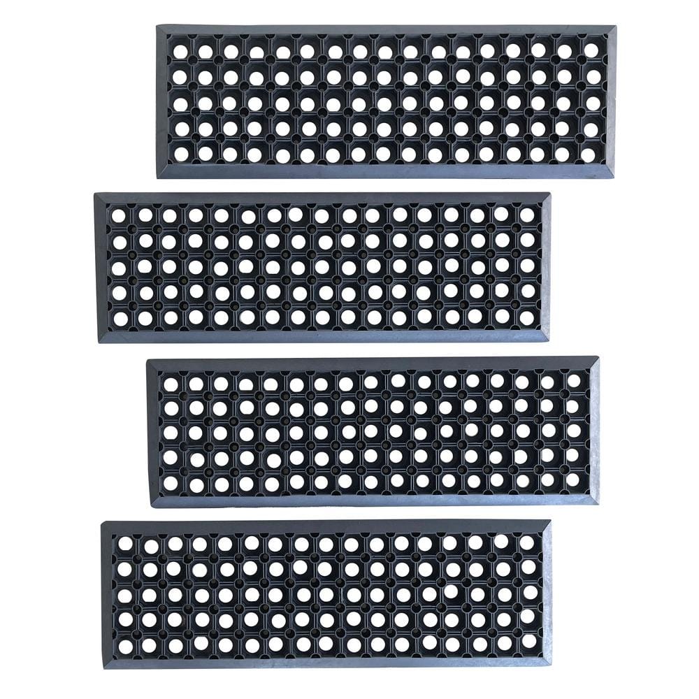 AmeriHome 10 in. x 30 in. Drainage Rubber Stair Tread Set 4-Piece ...
