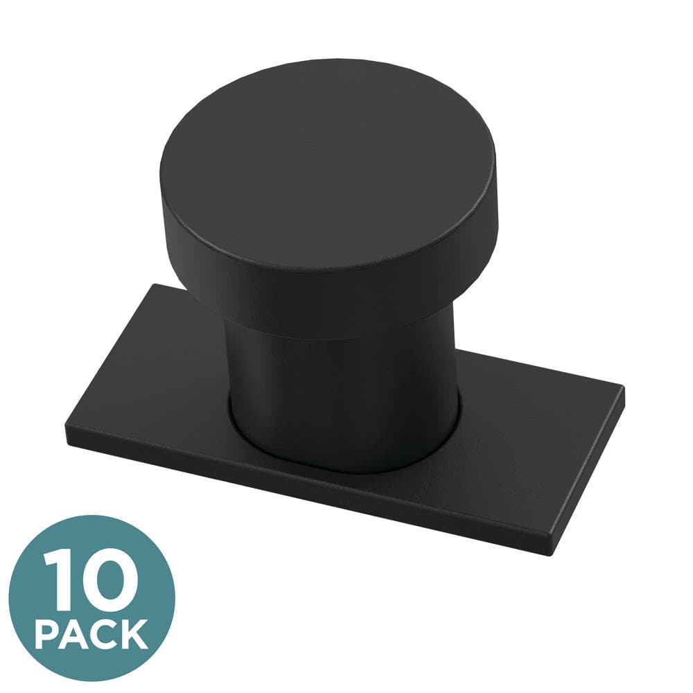Liberty (10-Pack) Geometric Square Backplate 1-3/4 in. (45 mm) Modern Matte Black Round Cabinet ...