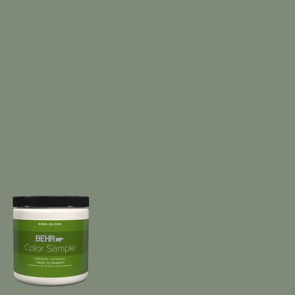 BEHR PREMIUM PLUS 8 oz. #N400-5 Thai Basil Semi-Gloss Interior/Exterior ...