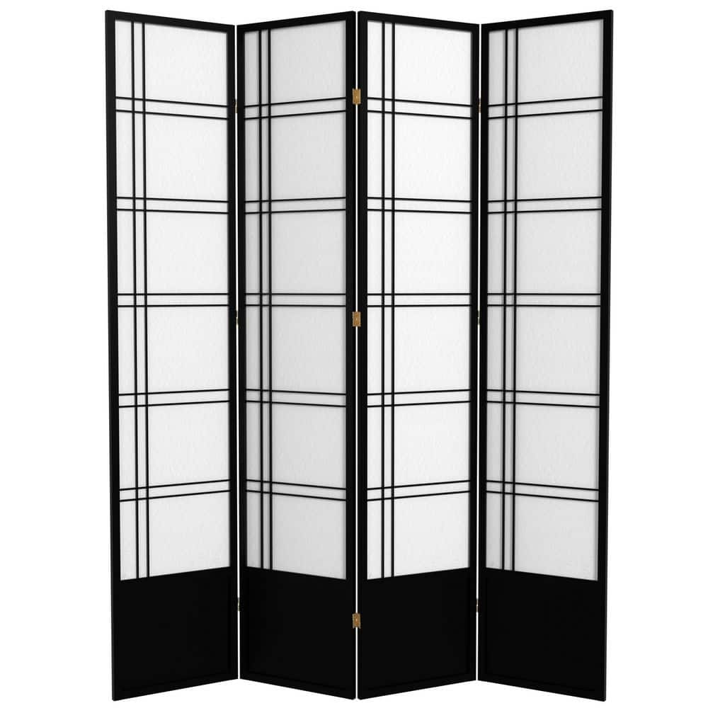 Red Lantern 7 ft. Black 4-Panel Room Divider 84-DC-BLK-4P - The Home Depot