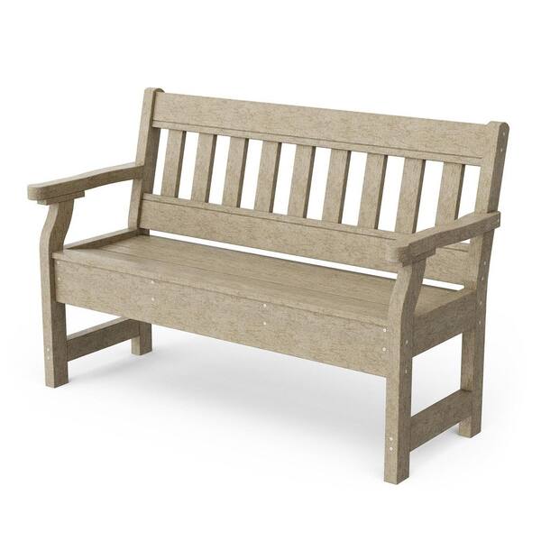 Wildridge Heritage Weathered Wood HDPE Plastic Outdoor Garden Bench LCC ...