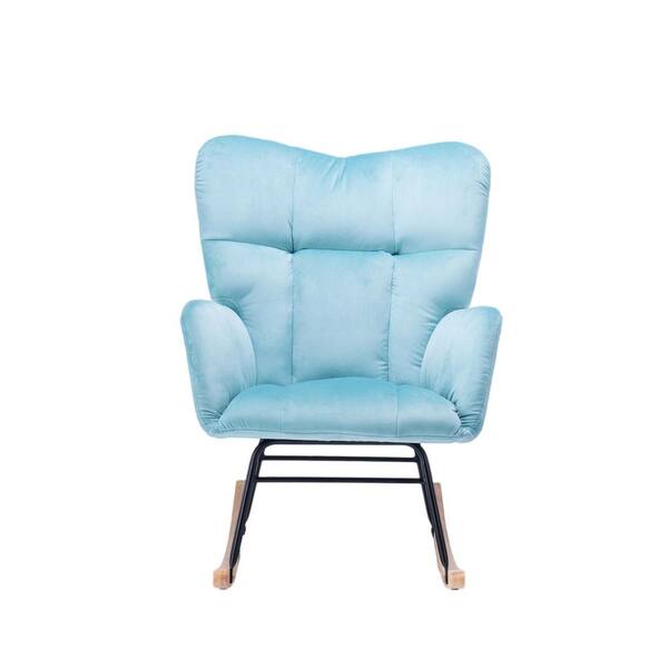 Light Blue Velvet Tufted Upholstered Rocking Chair S52737356 - The Home ...